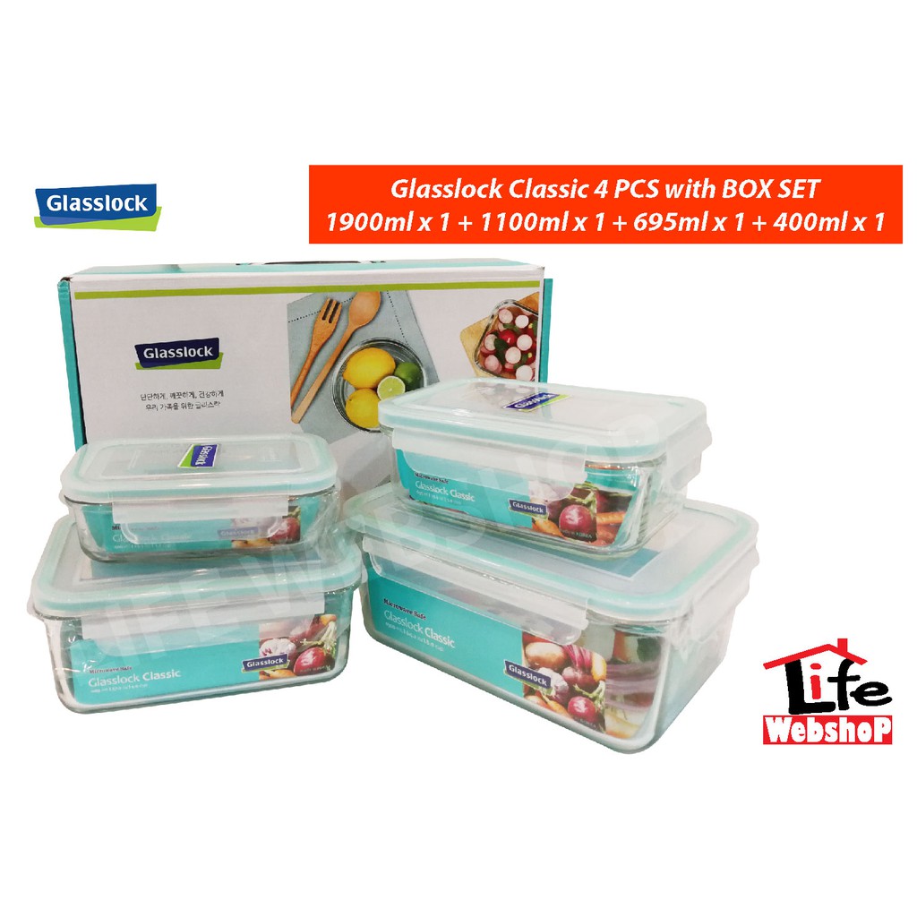 GLASSLOCK CLASSIC FOOD CONTAINER 4 PCS WITH BOX SET (GL05-4ABC ...