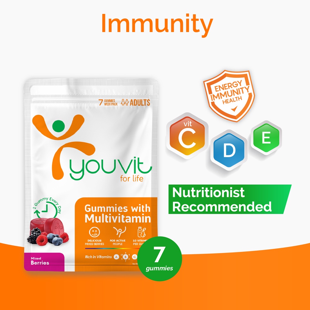 Youvit Adult Multivitamin Gummies Mix Berry 7's | Shopee Malaysia