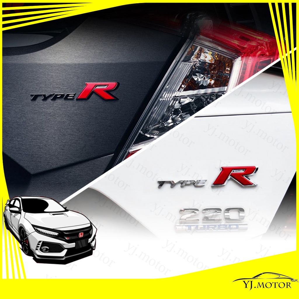 3D Car Styling Sticker Metal TYPE R Logo Side Fender Rear Tailgate ...