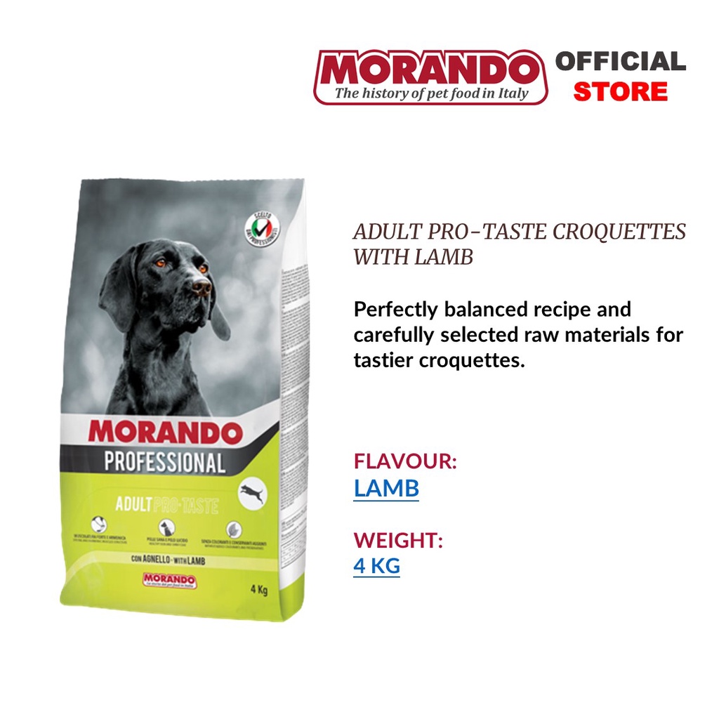 MORANDO PROFESSIONAL Adult Pro-Taste Croquettes With Lamb (4kg ...