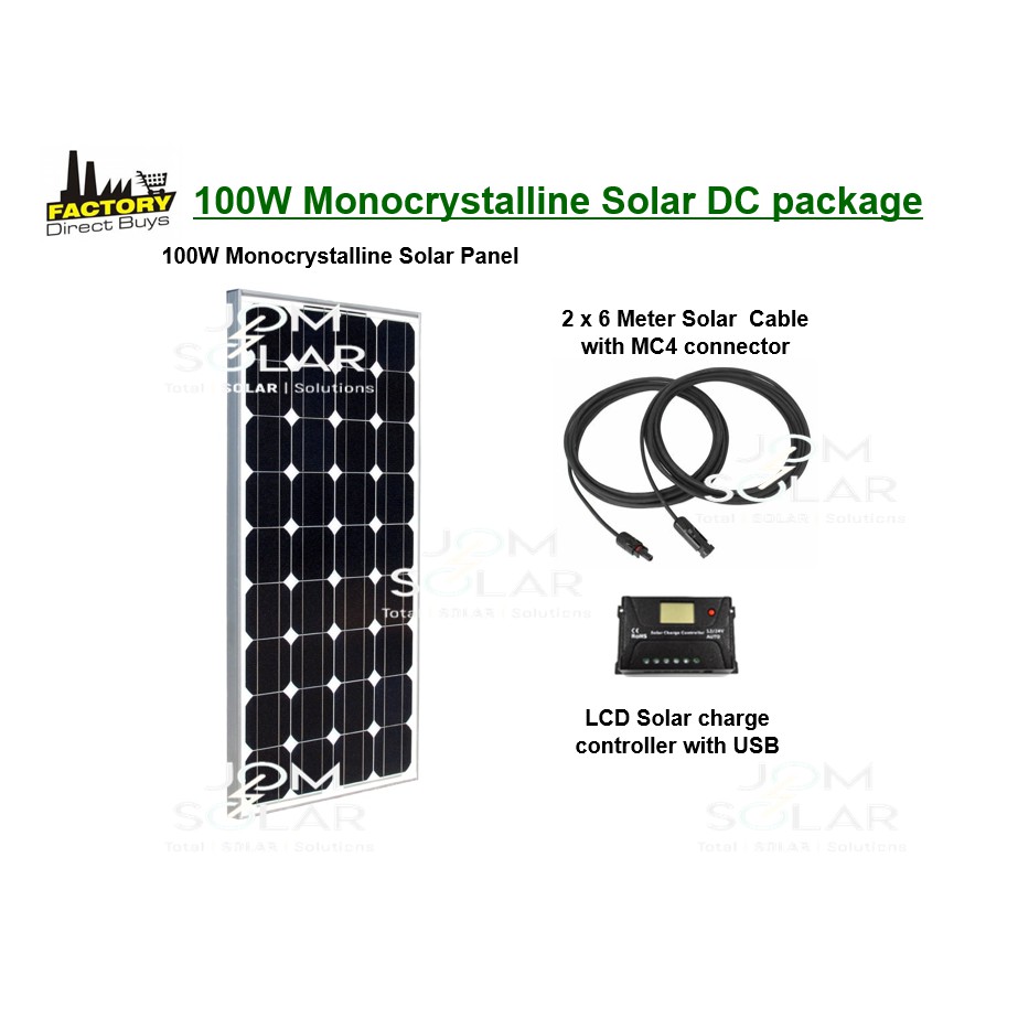100W Monocrystalline Solar Panel DC package with solar charge ...