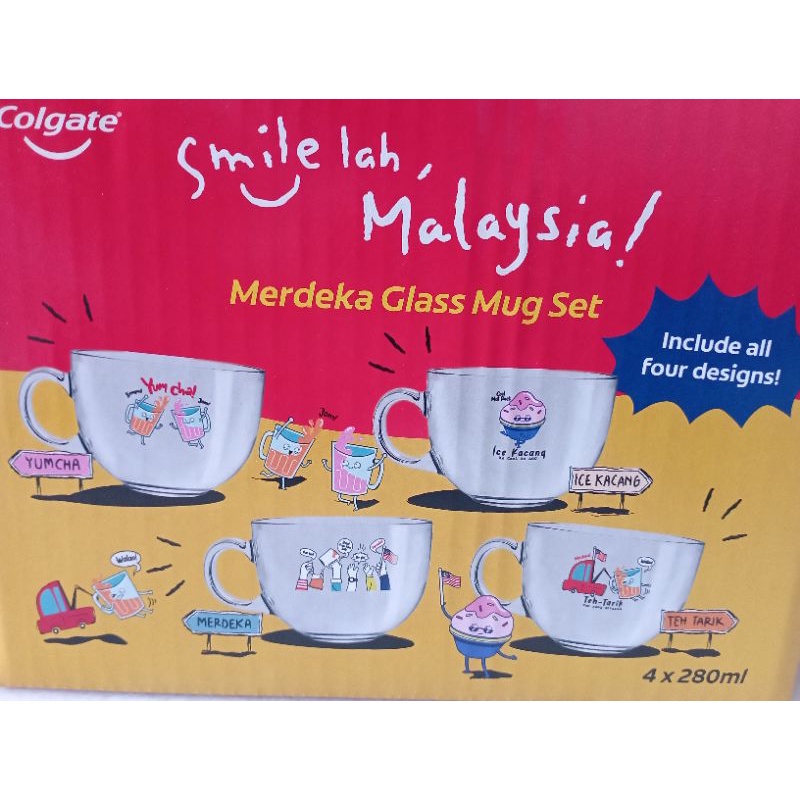 Colgate Merdeka Glass Mug Set(4pcs) | Shopee Malaysia