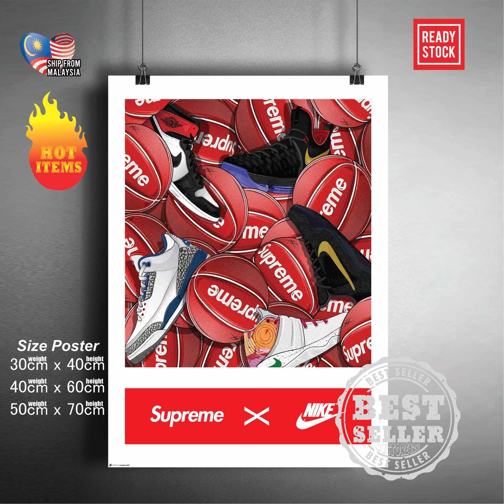 [Ready Stock] Supreme x Nike | Streetwear poster | Street icon | Wall ...