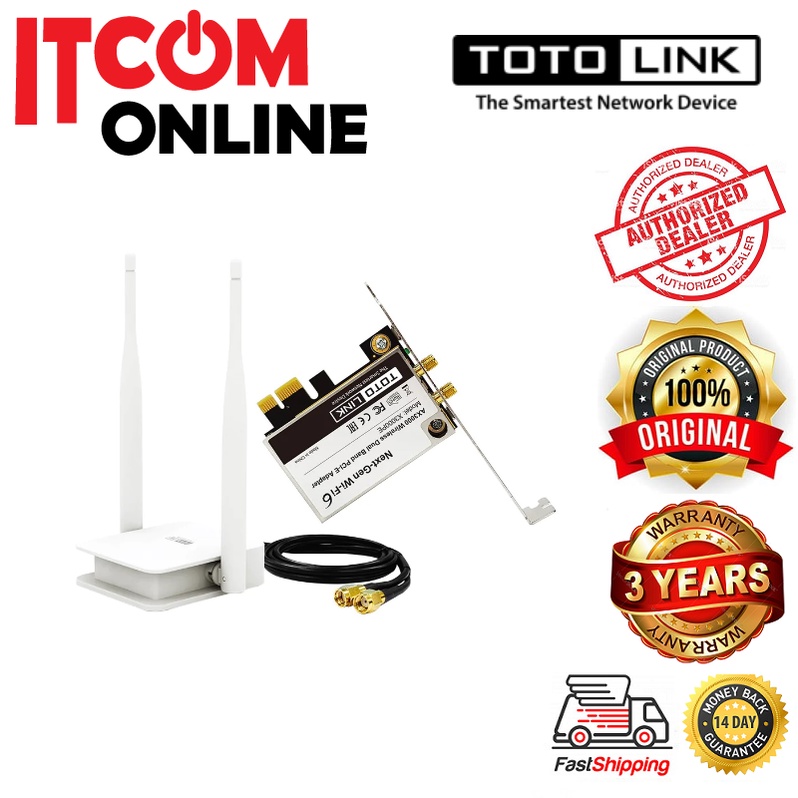 TOTOLINK WIFI 6 DUALBAND AX3000 + BLUETOOTH BT5.0 PCI-E ADAPTER ...