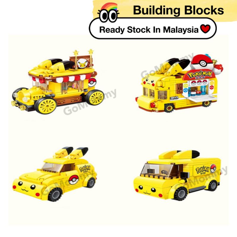 Pokemon Block Building Block Toy Pikachu Blok Bangunan Car Toy Bus Toy ...