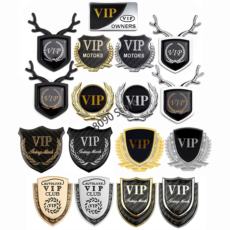 VIP Logo Creative Fawn Modified Car Body Sticker Auto 3D Carbon Fiber ...