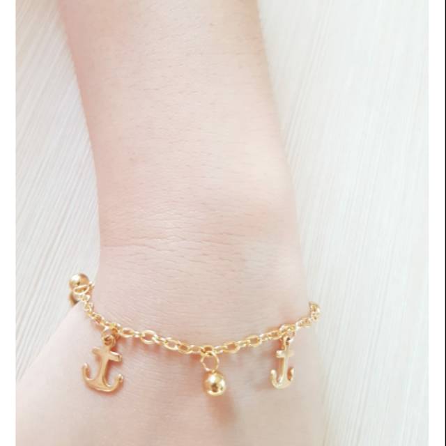 Stainless Steel Titanium Gold silver Anchor Bracelet & Foot SET Forever ...
