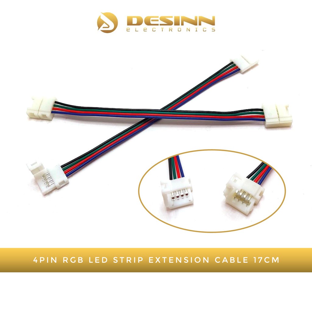 RGB EXTENSION CABLE 4 PIN CLIP WIRE CABLE FOR 5050 RGB LED STRIP 17CM ...