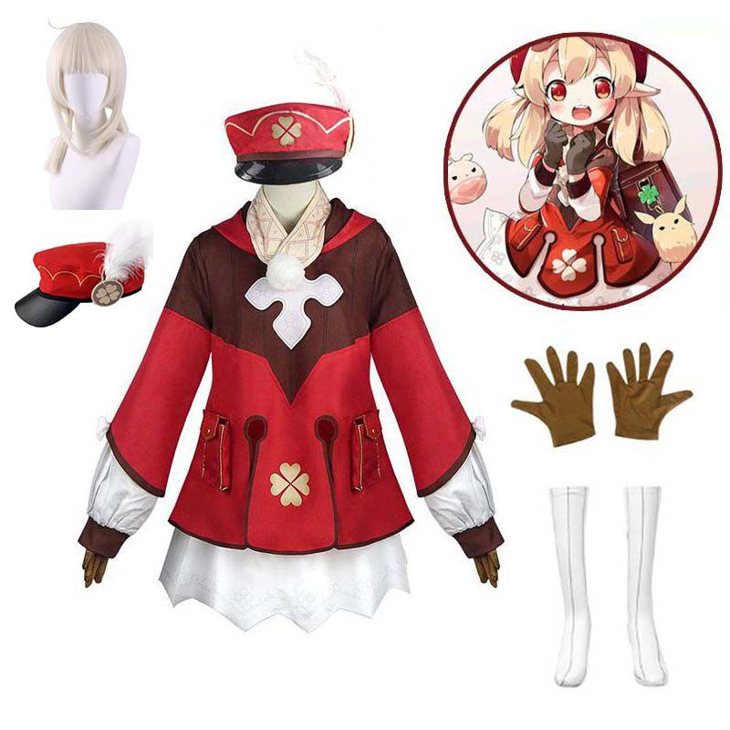 Genshin Impact Klee Cosplay Set Costume Embroidered Hat Cartoon Beret ...