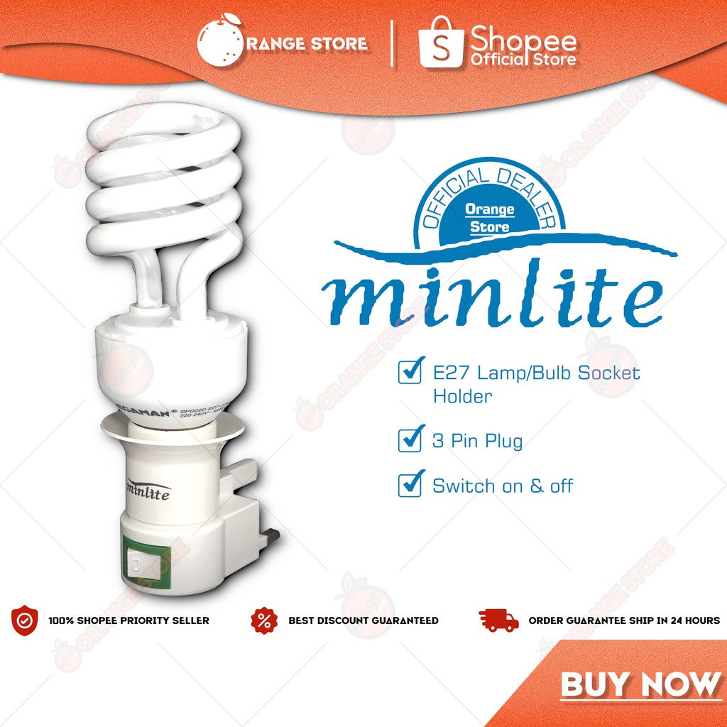 MINLITE 3 Pin Plug E27 Light Bulb/LED Bulb Holder Socket Adapter ...