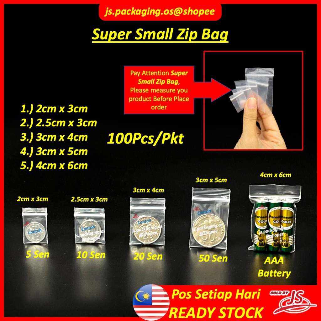 (SUPER SMALL) Transparent Packaging PE Plastic Bag with Sealable Zipper ...