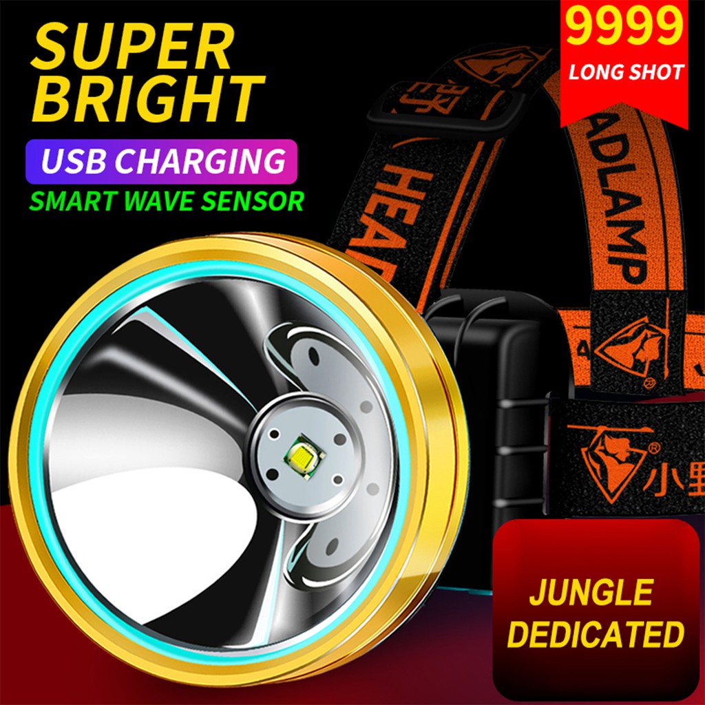 Headlamp Flashlight Ultra Bright Spotlight USB Rechargeable Headlight ...