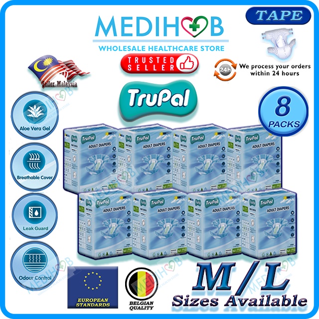 [WHOLESALE] TRUPAL VALUE Standard Adult Diapers Lampin Dewasa TAPE 10'S ...