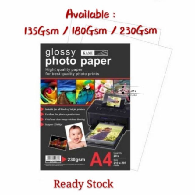 230Gsm/210Gsm/180Gsm/135Gsm Glossy Photo Paper(Ready Stock) | Shopee ...