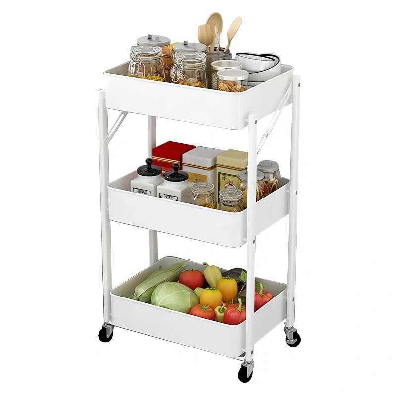 3 Tier Multi-functional Storage Trolley Rack Steel Kitchen Storage Rack ...