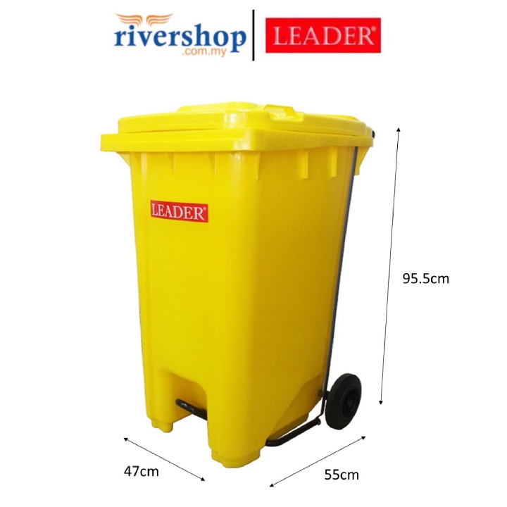 LEADER 120Litres Mobile Garbage Bin with Wheel SOB120/ Foot Pedal ...