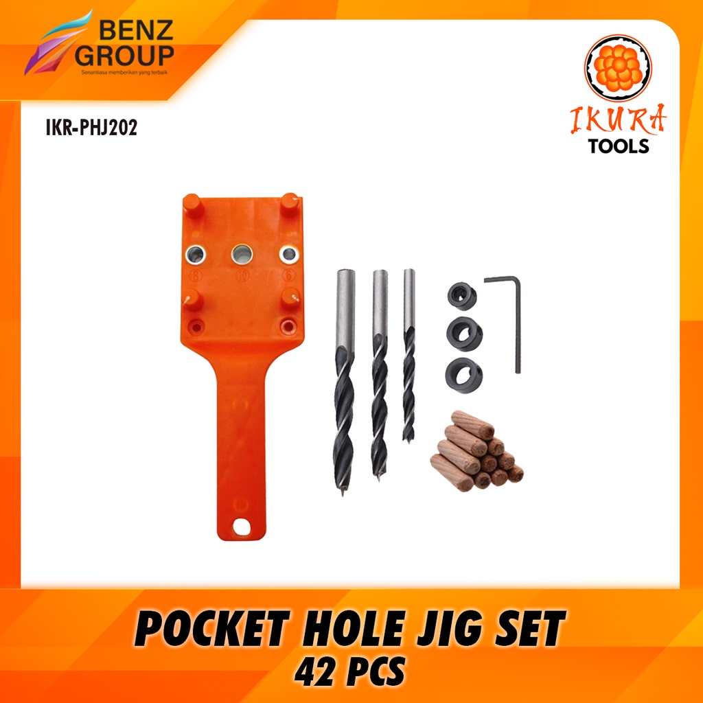 Ikura DOWEL JIG SET 42pcs WOODWORKING - POCKET HOLE JIG Connector SET ...