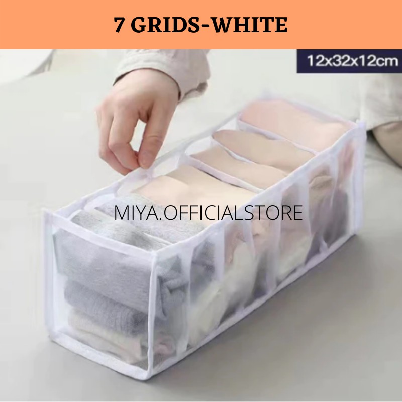 6/7/9/11 Grids Underwear Tudung Bra Socks Storage Box Clothes Organiser ...