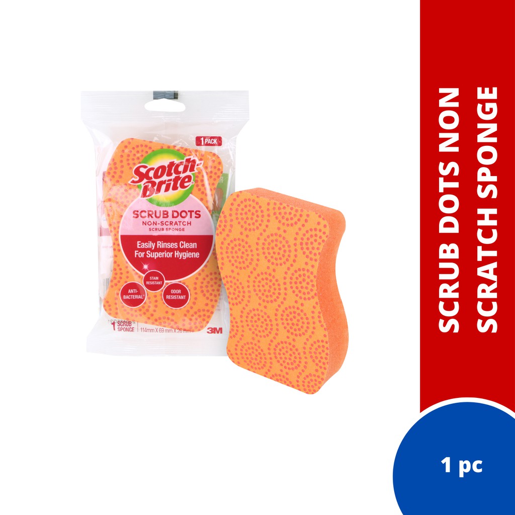 3M Scotch Brite Scrub Dots Non Scratch Scrub Sponge (1pc/2pcs) | Shopee ...