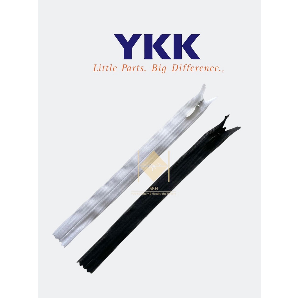 YKK 2CC CONCEAL® Zipper 6" Black White / YKK Zip Sorok Putih Hitam | Shopee Malaysia