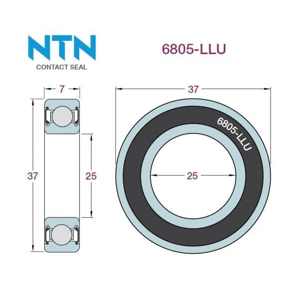 NTN 6805 LLU RUBBER BEARING JAPAN 25X37X7 SM-BB5700 SHIMANO 105 Rubber ...