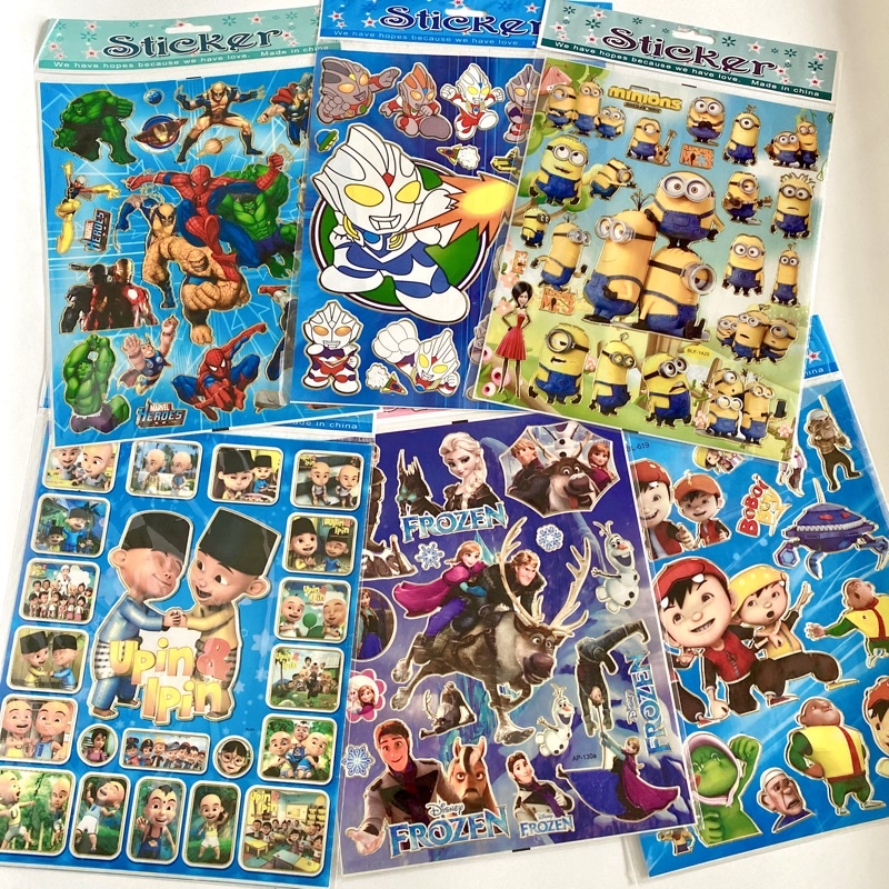 Cartoon Sticker for Kids (Stiker Kanak Kanak) Avengers ultraman minion ...