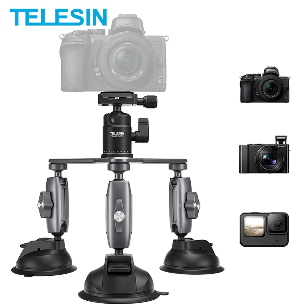 TELESIN Super Strong Three Feet Arm Suction Cup Car Glass Window Mount ...
