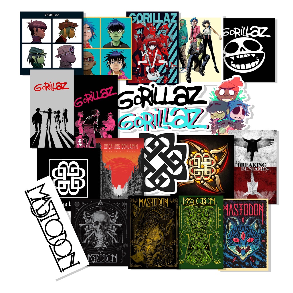 Sticker Band (23) Gorillaz Breaking Benjamin Mastodon | Shopee Malaysia