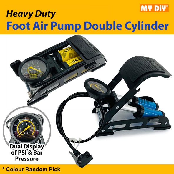 MYDIYHOMEDEPOT - BUSTER Heavy Duty Bicycle Pump Double Cylinder Foot ...