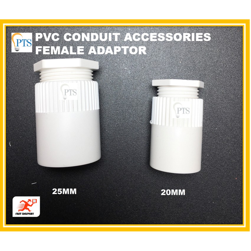 100pcs 20MM / 25MM PVC CONDUIT FEMALE ADAPTOR - WHITE - Wiring ...