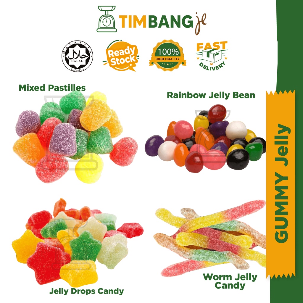 Gummy Jelly Sweets Candy Worm Shaped Mix Pastilles Sweets Rainbow ...