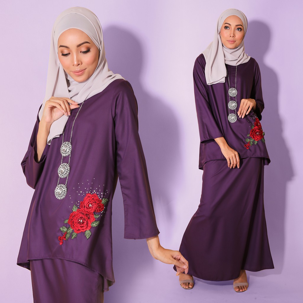 Women Plus Size Baju Kurung Modern Muslimah Dresses Nami Blossom Floral ...
