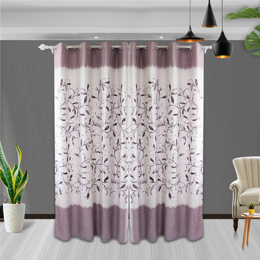 120*220CM Ring Type 3D Langsir Semi Blackout Printed Fabric Curtains ...