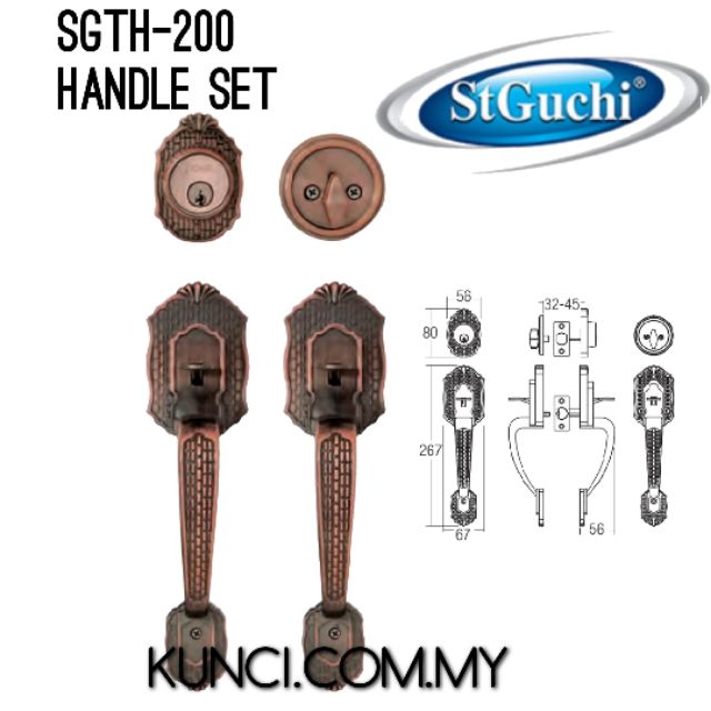 St Guchi SGTH 200 AC Lockset Double Handle Gripset Handleset Door Lock ...