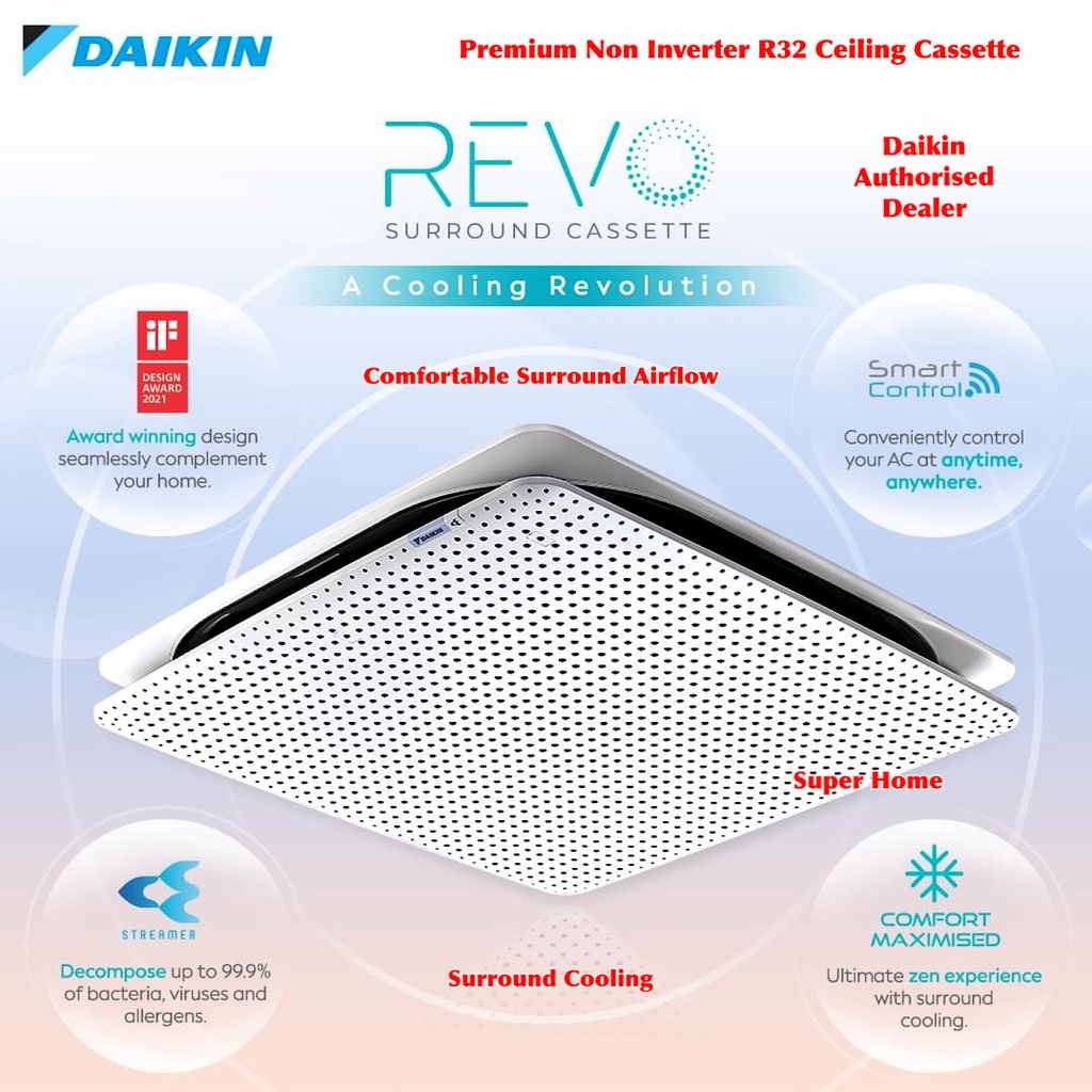 Daikin Ceiling Cassette R32 | Shelly Lighting