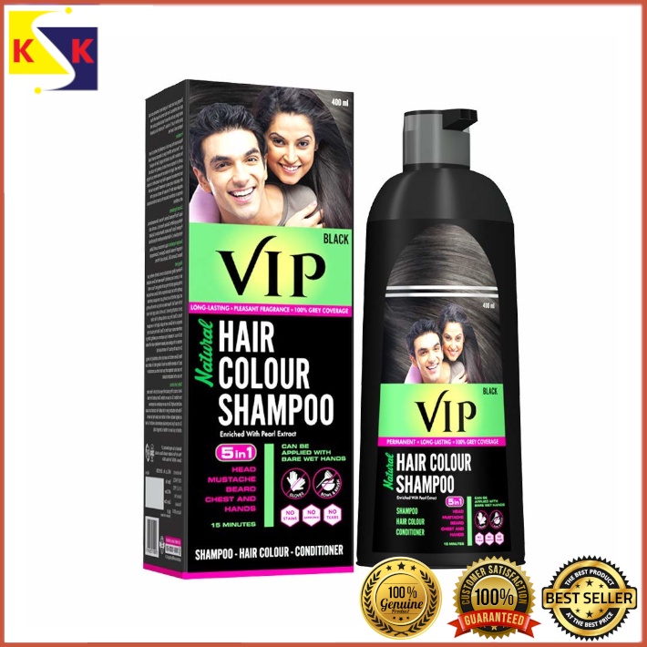 VIP Hair Colour Shampoo 5 In 1 - 180Ml (Black) | Shopee Malaysia