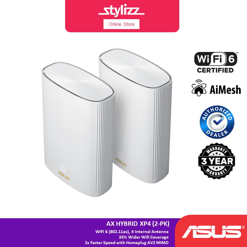 ASUS ZENWIFI AX XP4 HYBRID AX1800+AV1300 WIFI 6 POWERLINE MESH WIFI ...