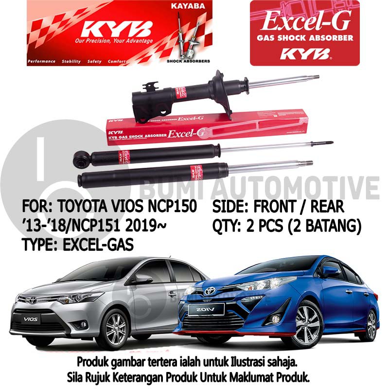KYB – Toyota Vios NCP150 2013-2018 / NCP151 2019-2020 Front (Depan) / Rear (Belakang) Gas Shock ...