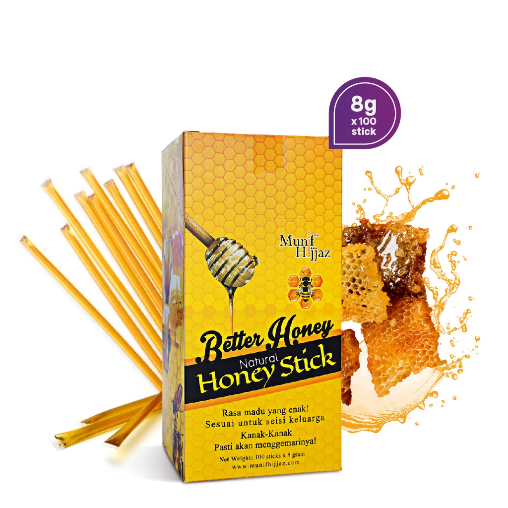 MUNIF HIJJAZ HONEY STICK 100 stick / BOX)- MADU ASLI,MADU STIK | Shopee ...