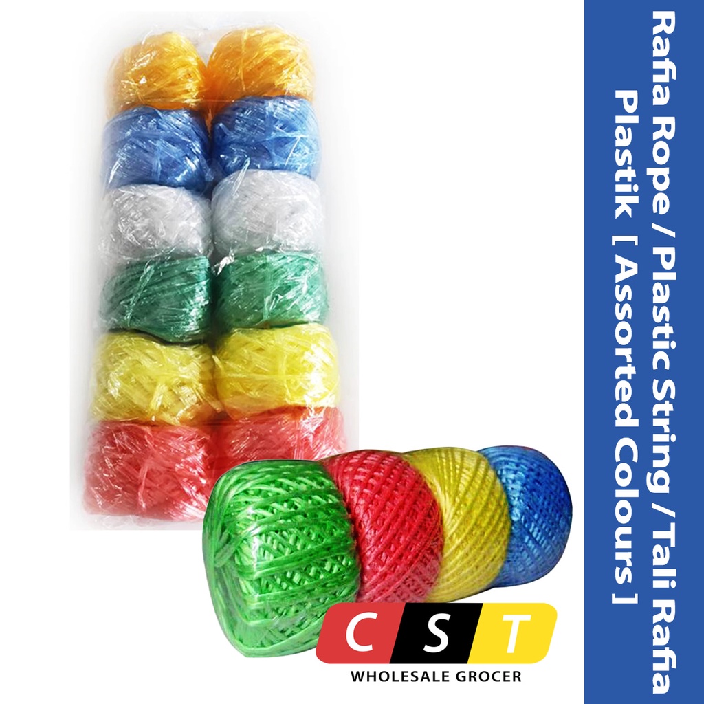 Rafia Rope Plastic String Tali Rafia Plastik [Assorted Colours] (12 ...