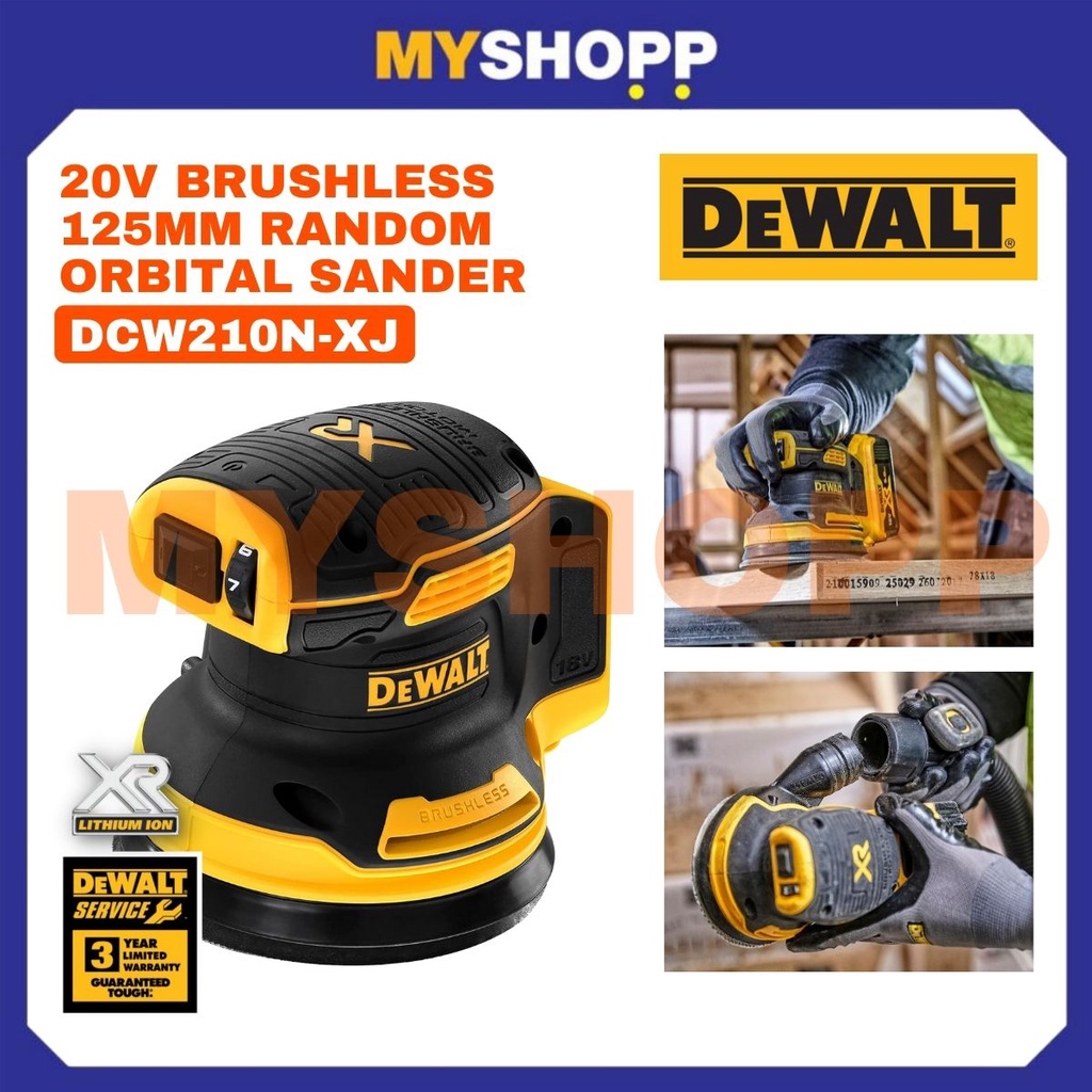 DEWALT DCW210N-XJ 20V 125mm / 5" Brushless Cordless Orbital Sander ...