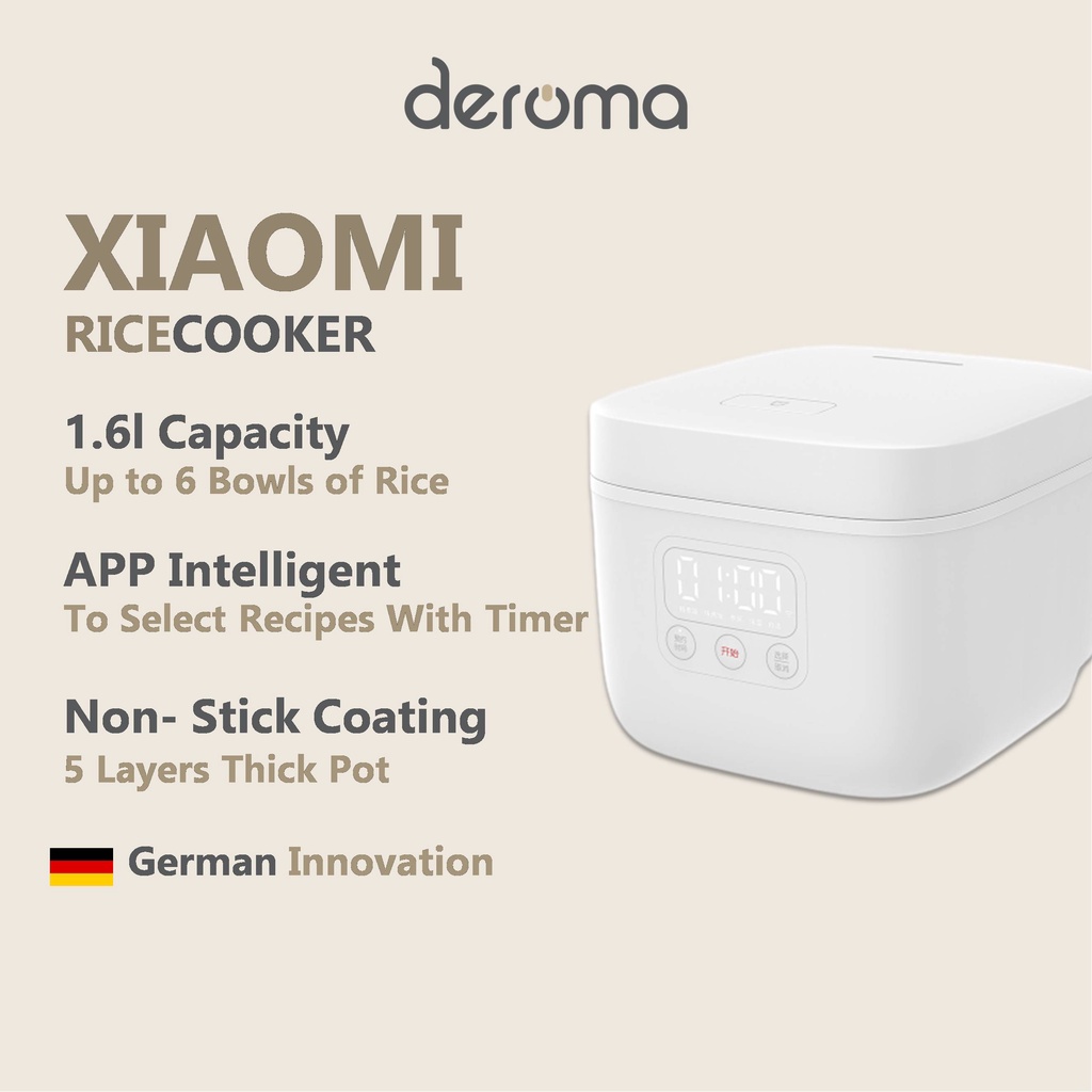 Deroma Xiaomi Smart Rice Cooker 1.6LMi Mijia LED Display (Connect App ...