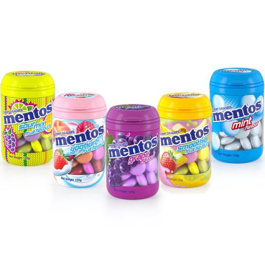 120g Mentos Bottle Chewy Dragees Candy - Sour Mix / Yoghurt / Grape ...