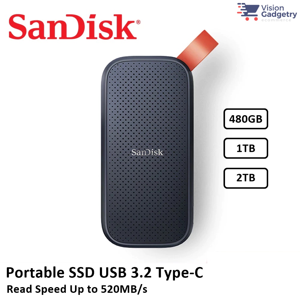 SanDisk E30 External Portable SSD 520MBS USB 3.2 Type-C 480GB 1TB 2TB Hard Disk | Shopee Malaysia