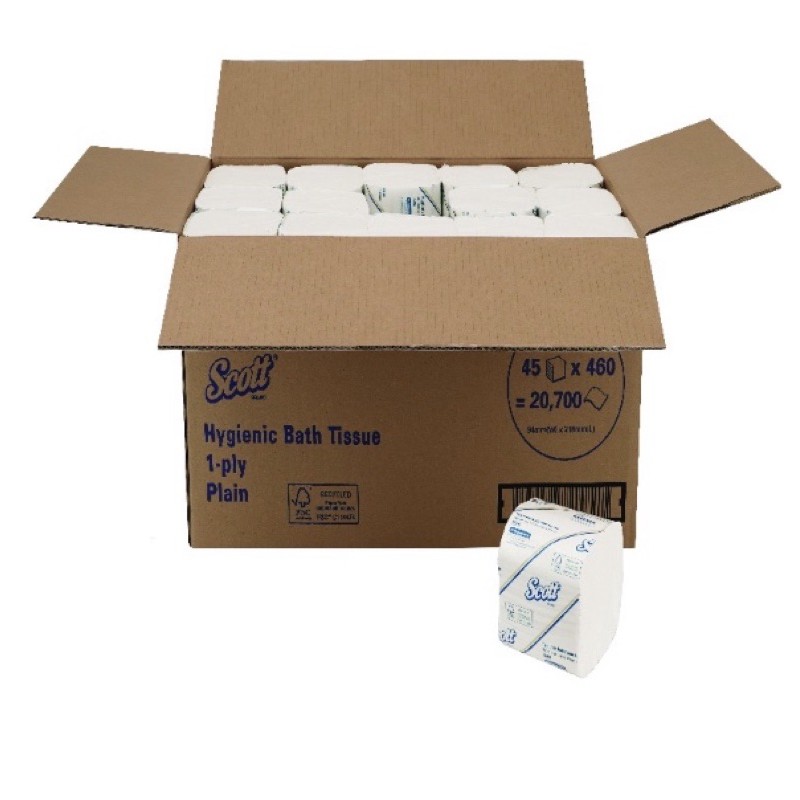 SCOTT Hygienic Bathroom Tissue 1-ply (460pcs X 45pkts = 20,700 pcs ...