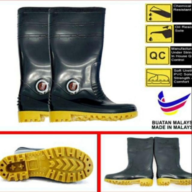 Kasut getah hitam#black rubber boot#korakoh#construction boot#kasut ...