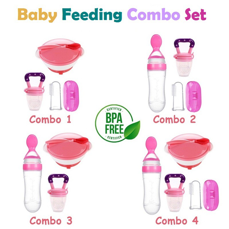 4 in 1 Baby Feeding Set Baby Bowl, Bottle Feeder, Fruits Feeder, Baby ...