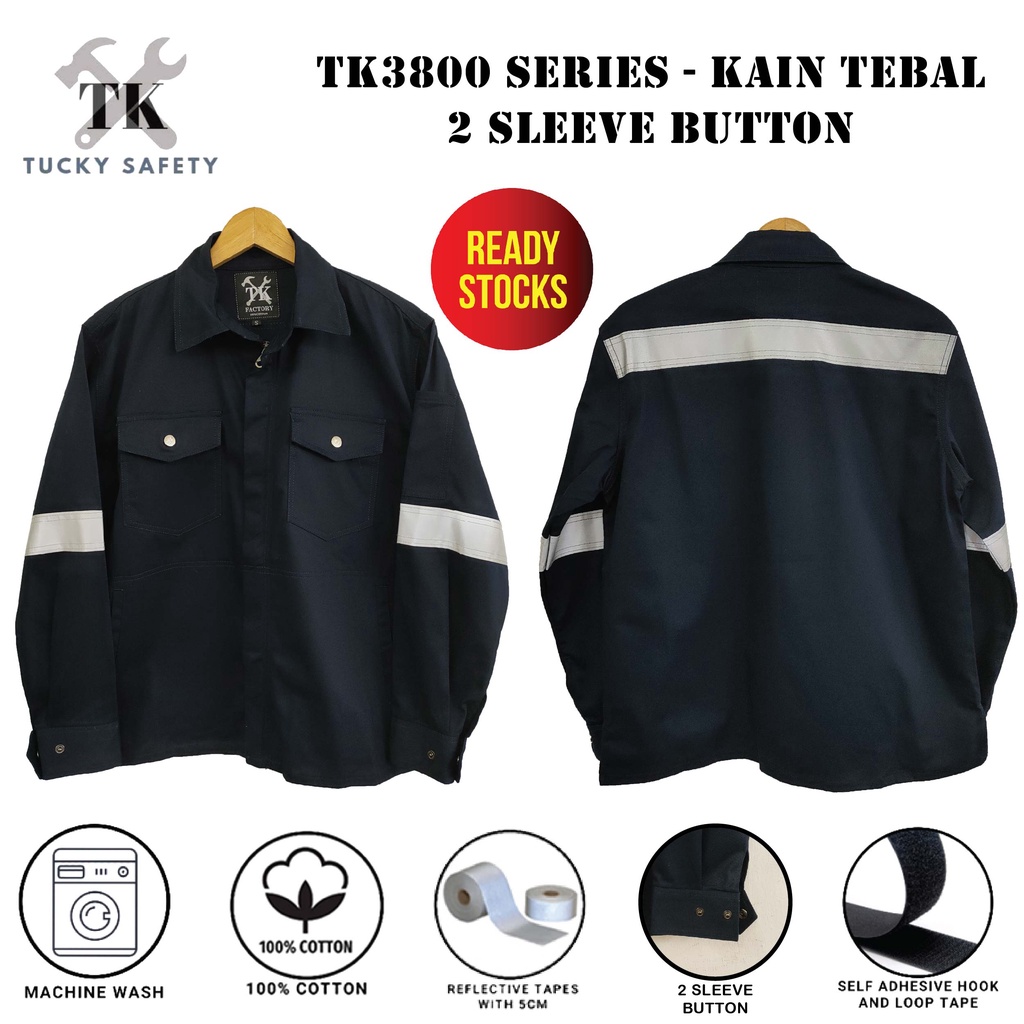 SIZE XS - 5XL TK SAFETY JACKET TEBAL / WORKING JACKET / SLEEVE BUTTON ...