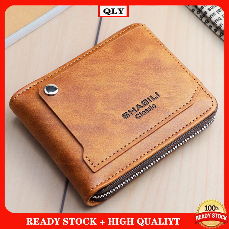 Classic Outside Draw Card Men Wallet with Coin Pouch Short Wallet for ...