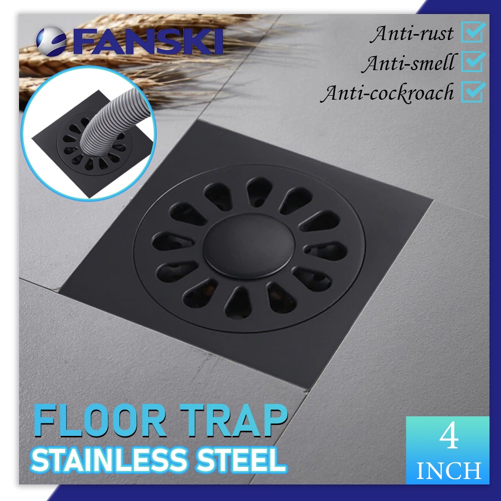 10cm Stainless Steel Black Floor Drain Bathroom Shower Floor Drain ...